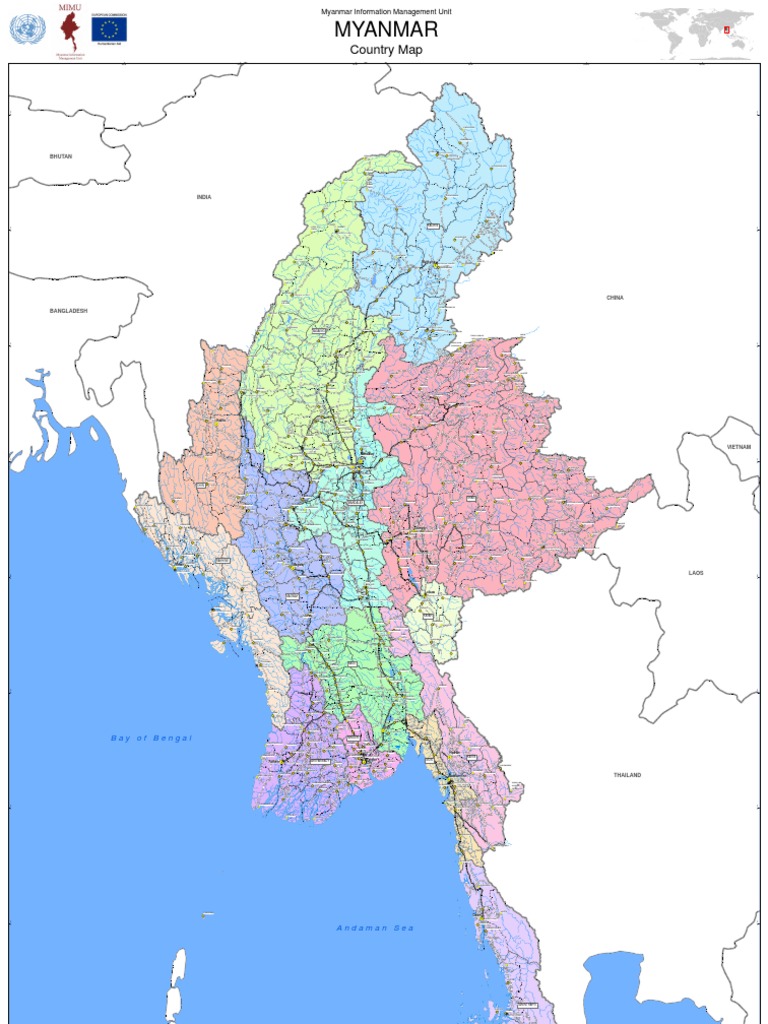 Myanmar Country Map Oversize (36x57) | PDF | Myanmar | Geography