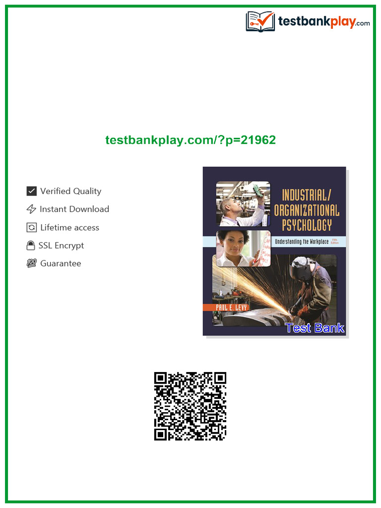 Industrial Organizational Psychology Understanding the Workplace 5th ...
