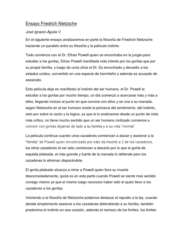 Ensayo Friedrich Nietzsche | PDF | Friedrich Nietzsche | Moralidad