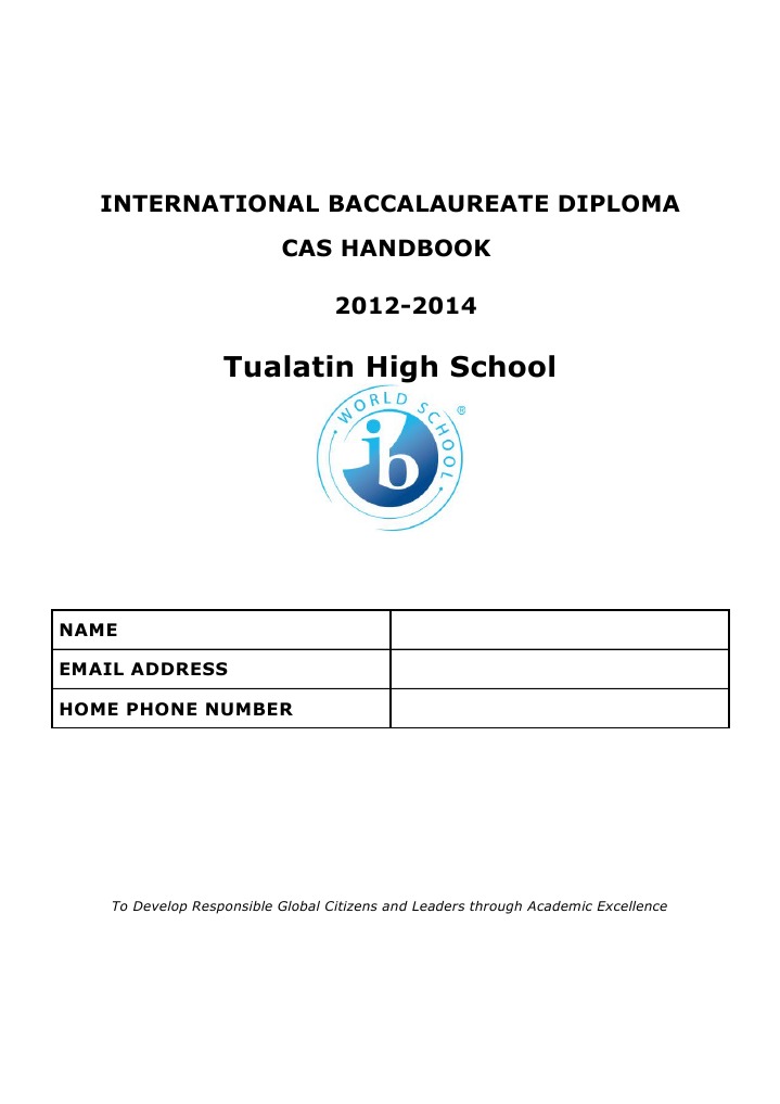 Tualatin High School: International Baccalaureate Diploma Cas Handbook ...