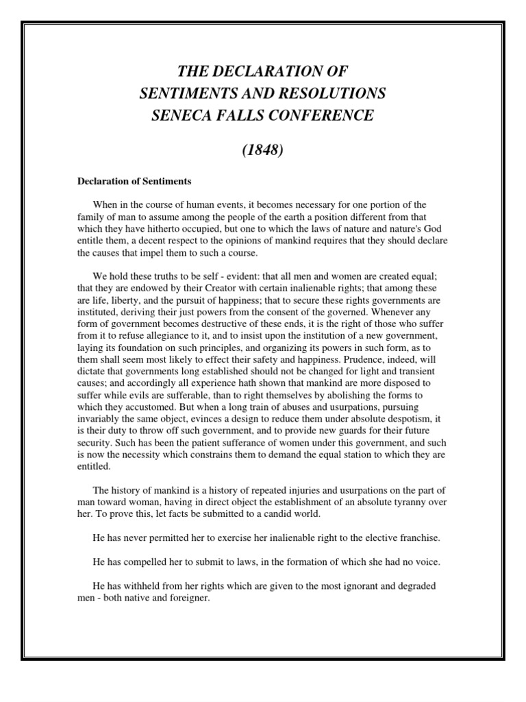 MRS. PACKARD The Declaration of Sentiments, Seneca Falls Hyperlink ...