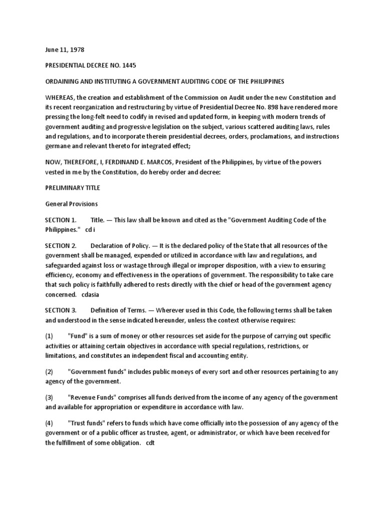 PD 1445 | PDF | Auditor's Report | Audit