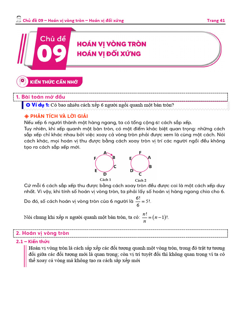 Hoán Vị Vòng Tròn, Hoán Vị Đối Xứng | PDF