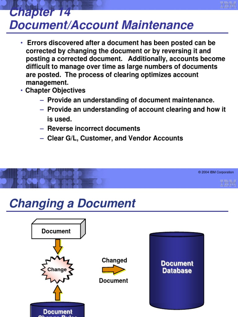 Document/Account Maintenance: © 2004 IBM Corporation | PDF | Debits And ...