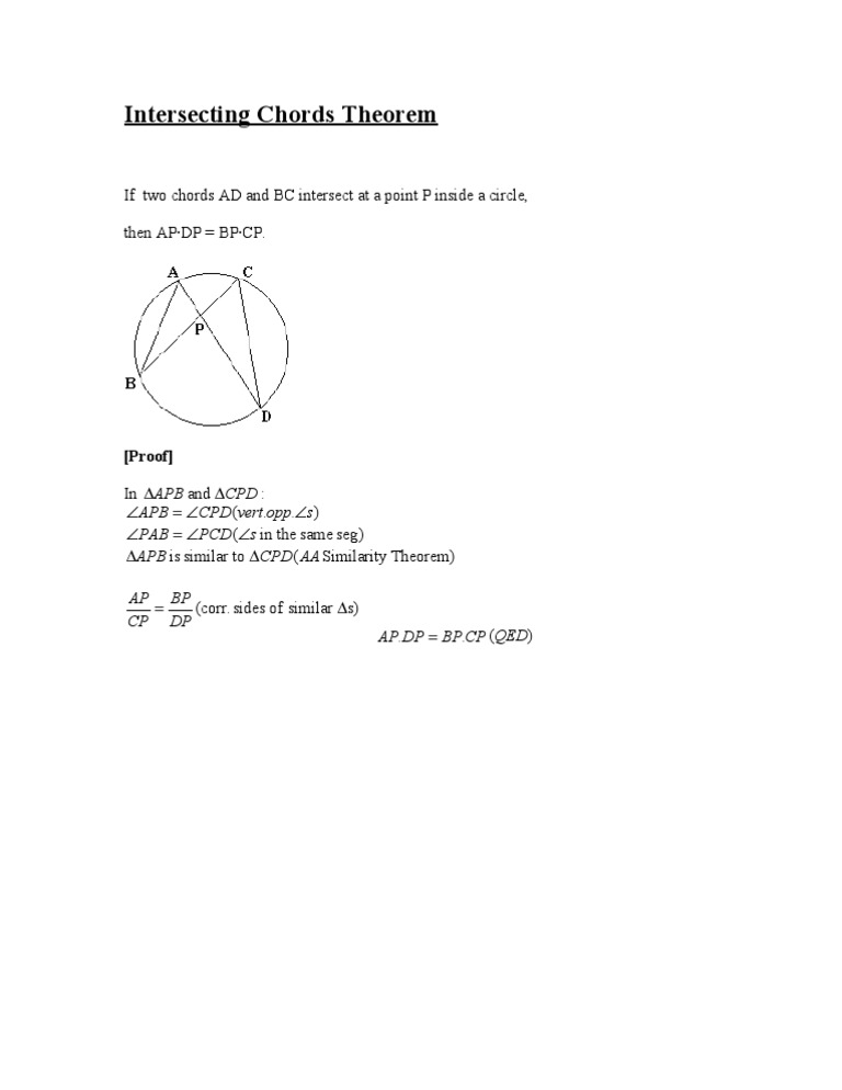 Intersecting Chords Theorem | PDF