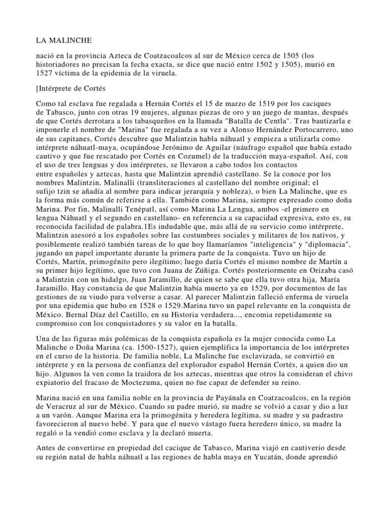 La Malinche | PDF | Hernán Cortés | Imperio español