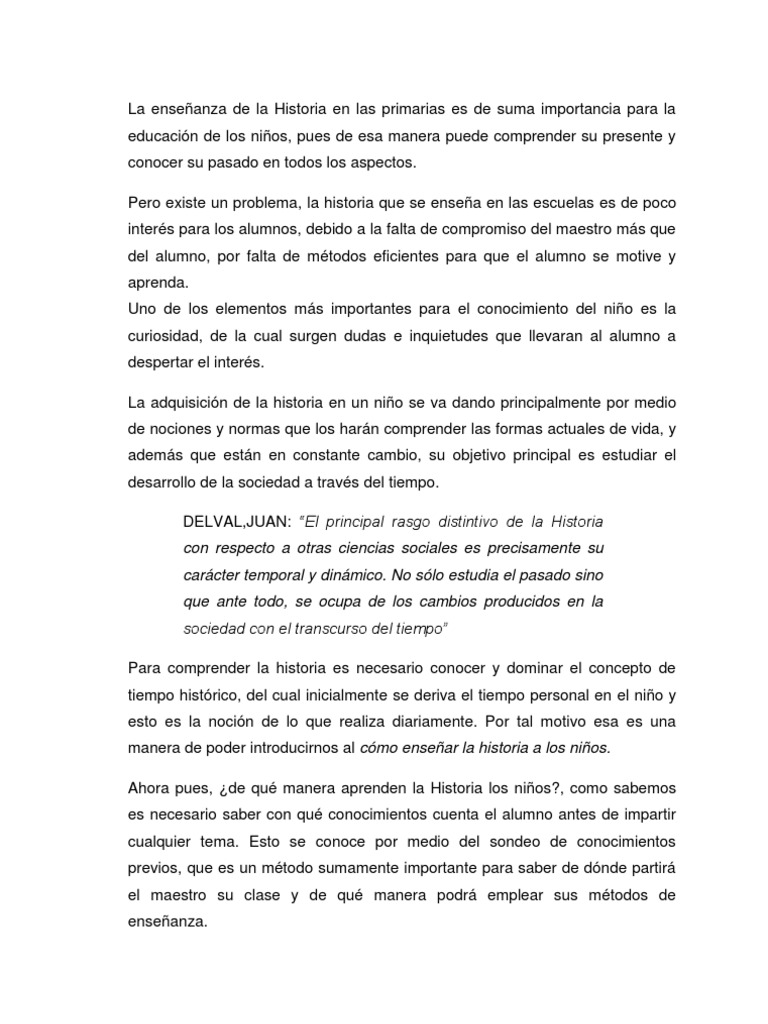Enseñanza efectiva de la historia en primaria | PDF | Conocimiento ...