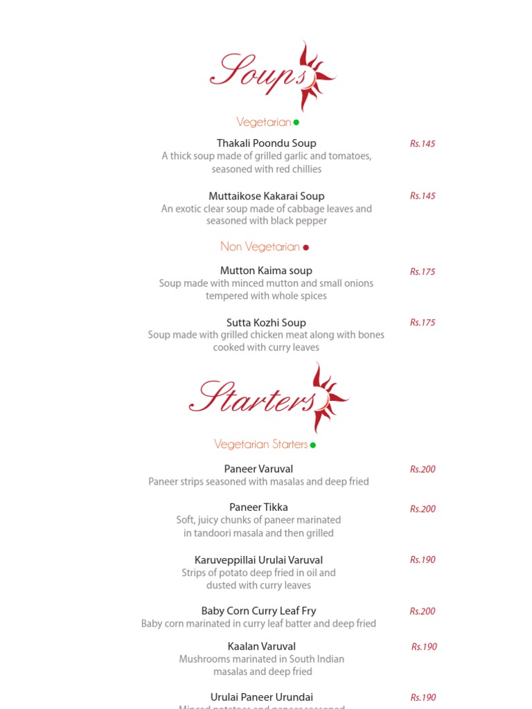 Crimson Chakra Menu | PDF | Curry | Salad