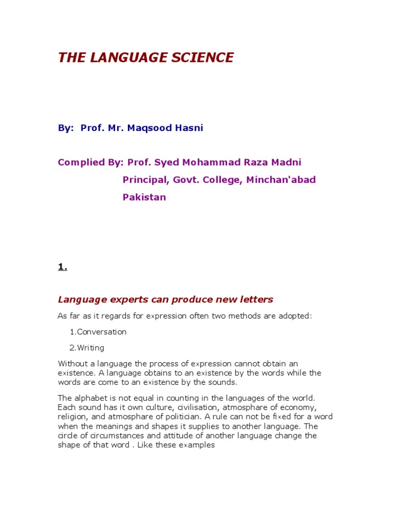 The Language Science | PDF | Arabic | Urdu