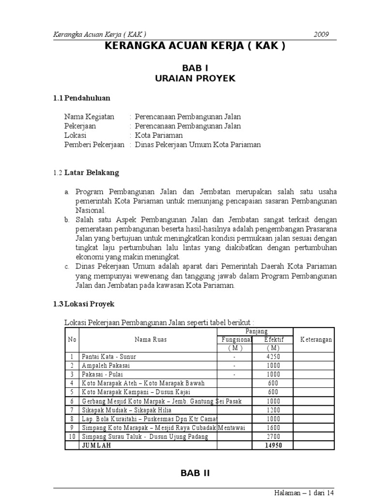 KAK Perencanaan Pembangunan Jalan | PDF | Seni | Komputer