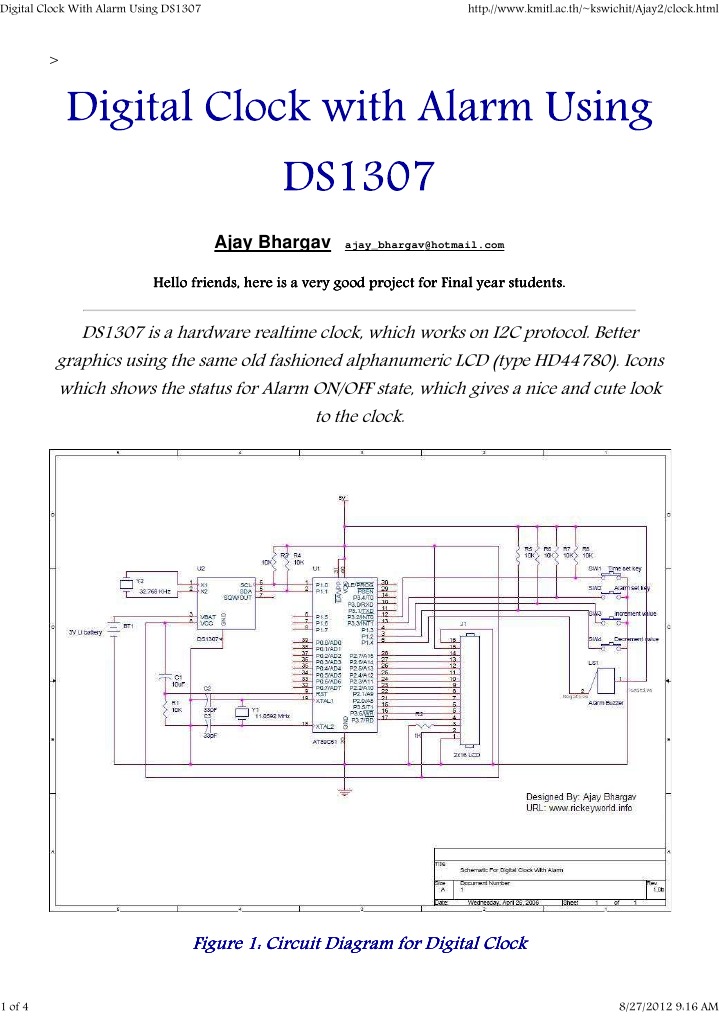 Digital Clock With Alarm Using DS1307 | PDF | Areas Of Computer Science ...