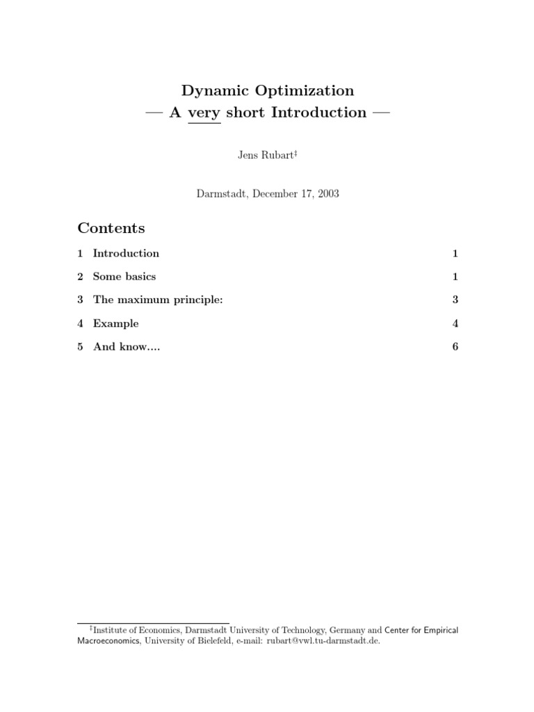Dynamic Optimization | PDF | Mathematical Optimization | Economic Theories