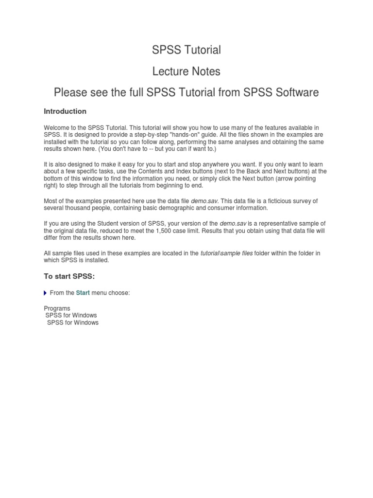 SPSS Tutorial | PDF
