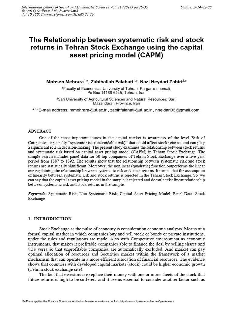 The_Relationship_between_Systematic_Risk_and_Stock | PDF | Financial ...