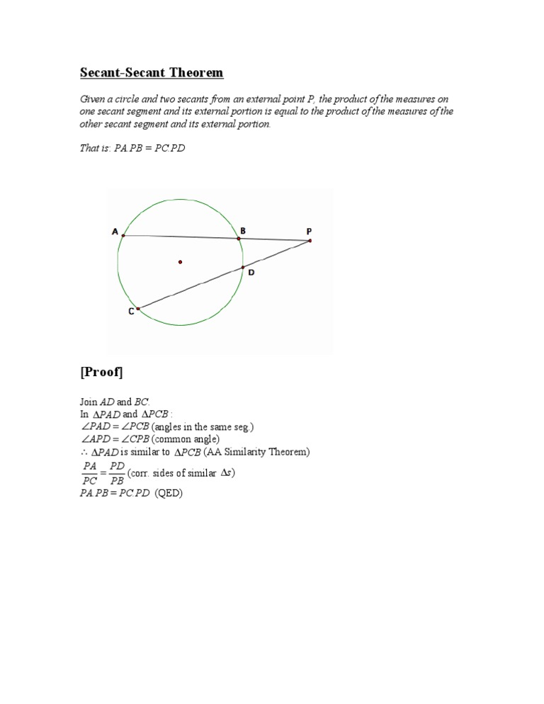 Secant Secant Theorem | PDF