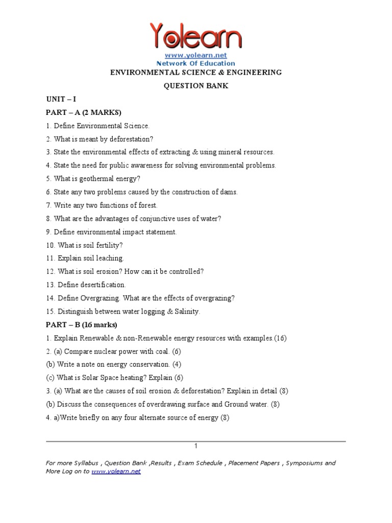 Anna University EVS Question Bank | PDF | Pollution | Biodiversity