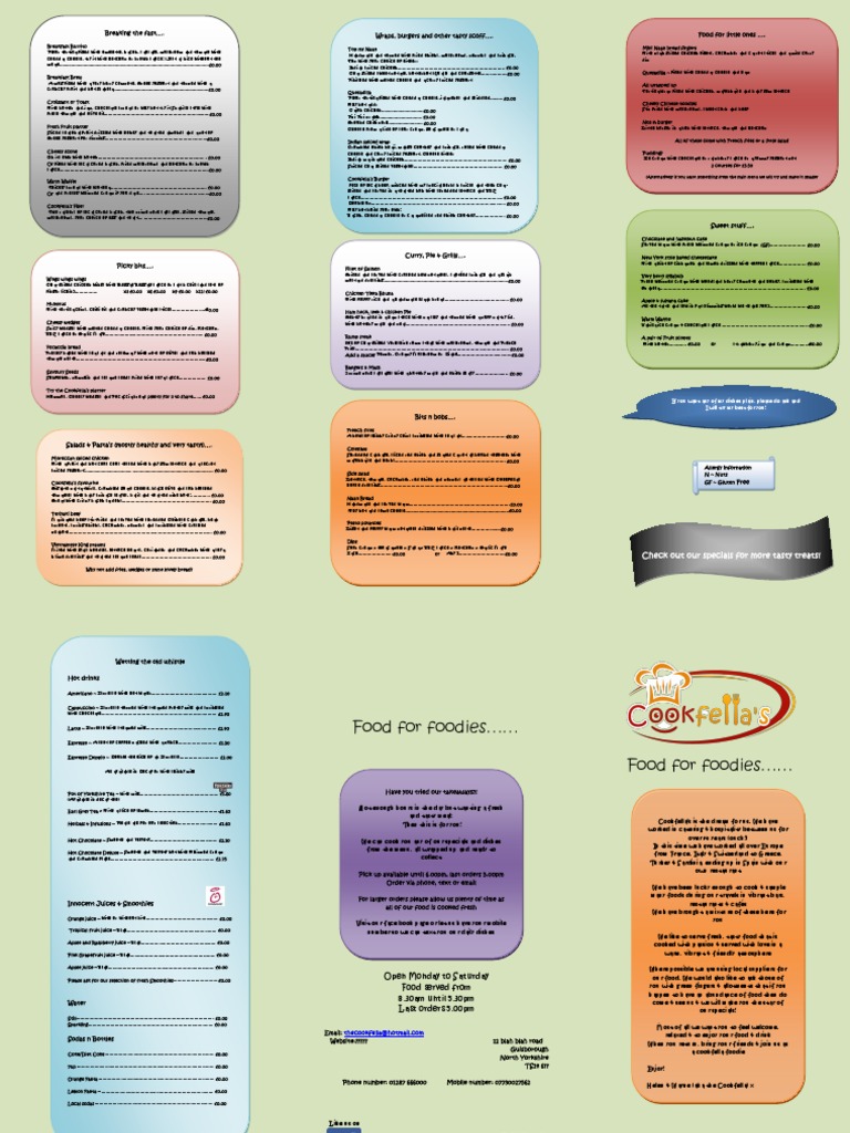 Cookfellas A4 Draft Menu | PDF | Salad | Hamburgers