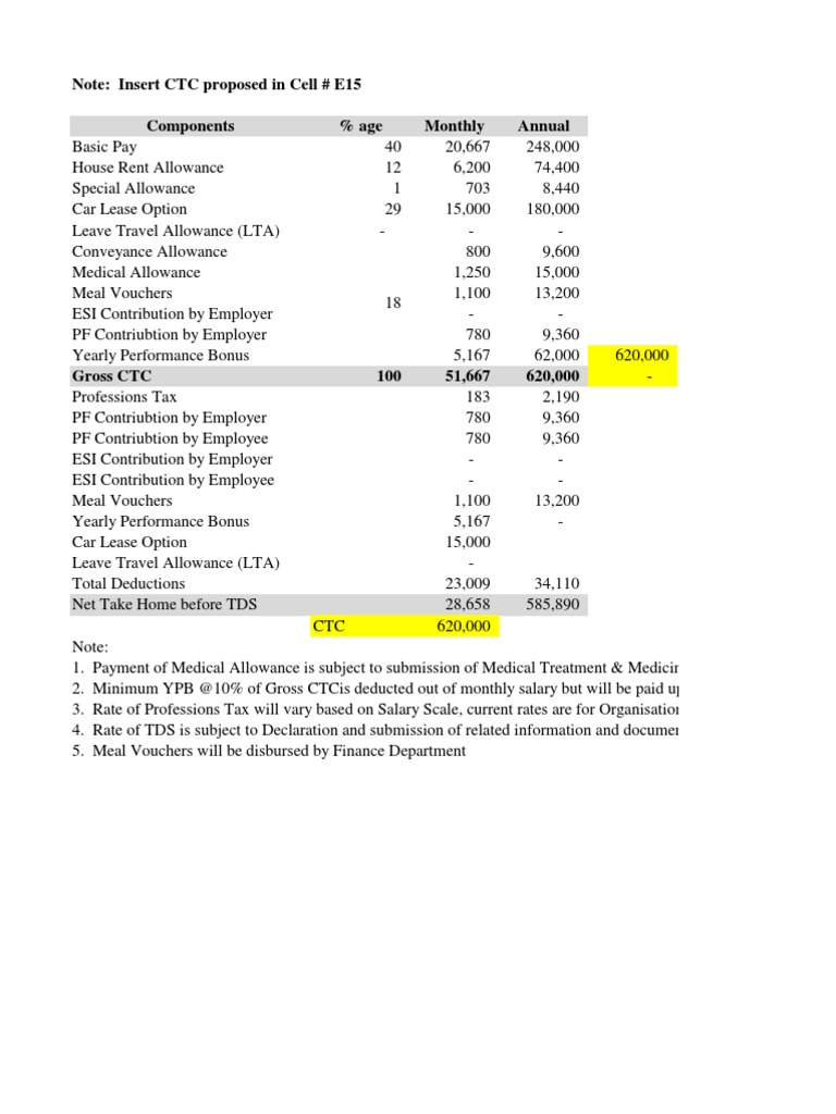Salary Structure Calculator | PDF | Salary | Employment