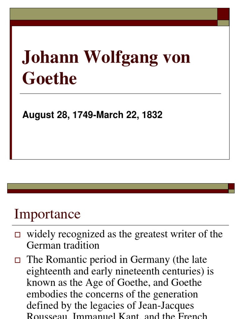 Johann Wolfgang Von Goethe | PDF | Johann Wolfgang Von Goethe | The ...