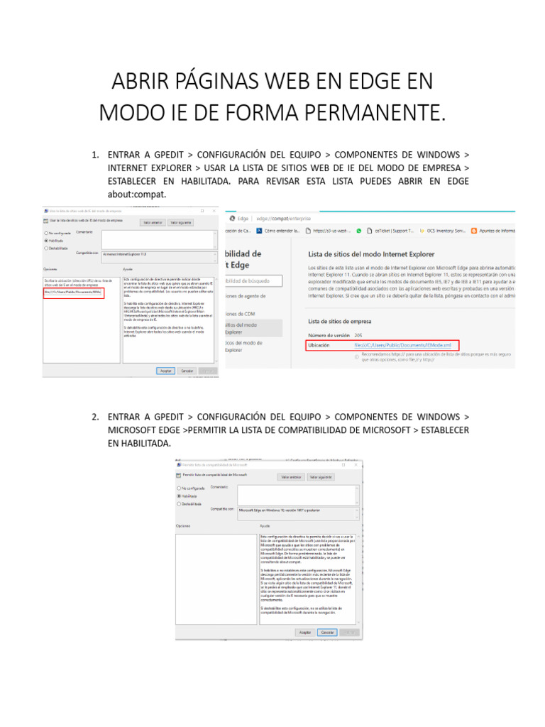 Abrir Páginas Web en Edge en Modo Ie de Forma Permanente | PDF