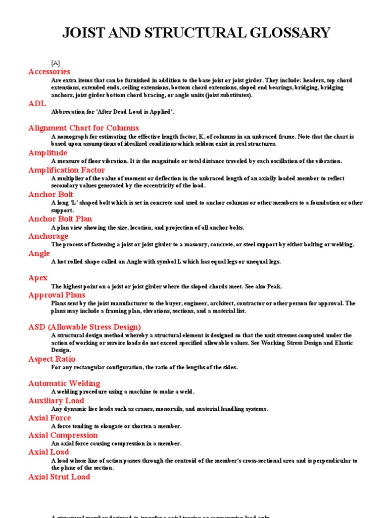 Joist and Structural Glossary 4 | PDF | Truss | Beam (Structure)