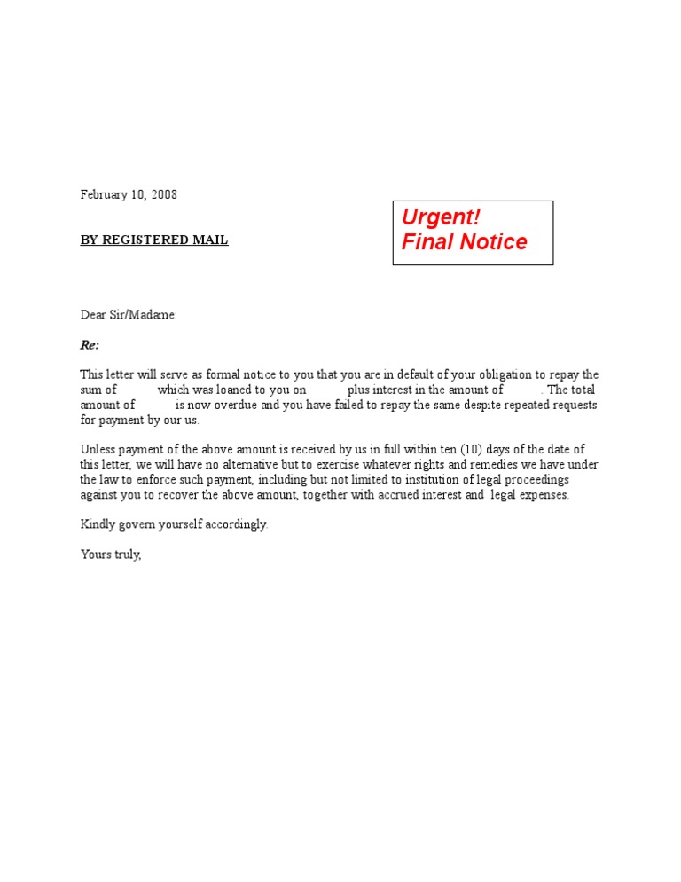 Payment Demand Letter | Interest | Liability (Financial Accounting)