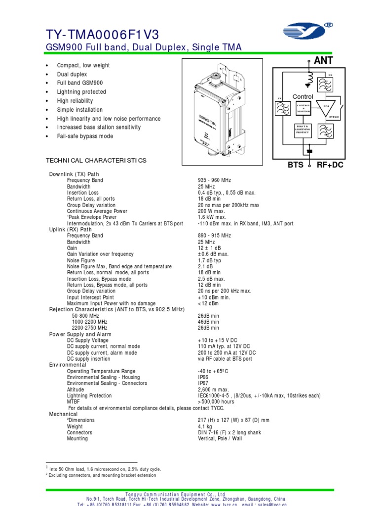 Tongyu TMA | PDF | Decibel | Electromagnetic Compatibility