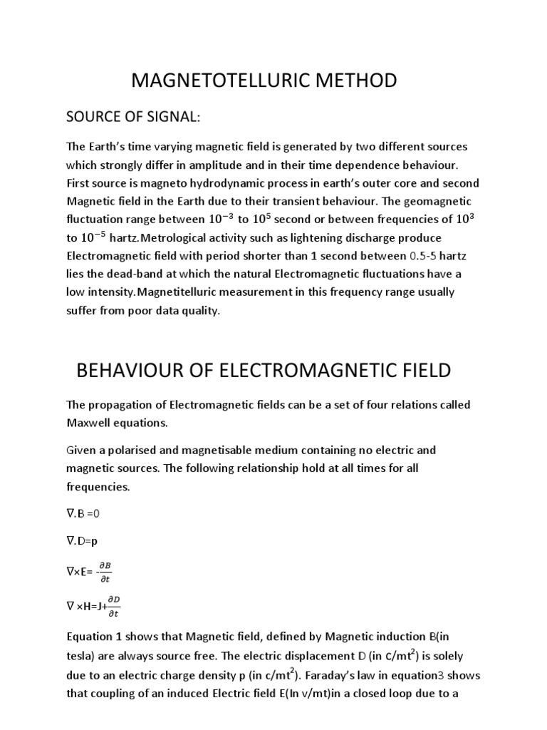 Magnetotelluric Method by DD | PDF | Electrical Resistivity And ...