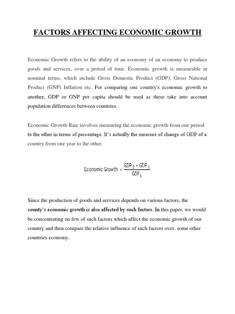 Factors Affecting Economic Growth | PDF | Economic Growth | Resource