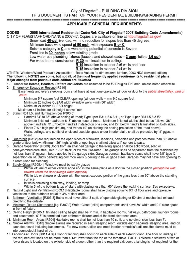 City of Flagstaff Building Code | PDF | Stairs | Basement