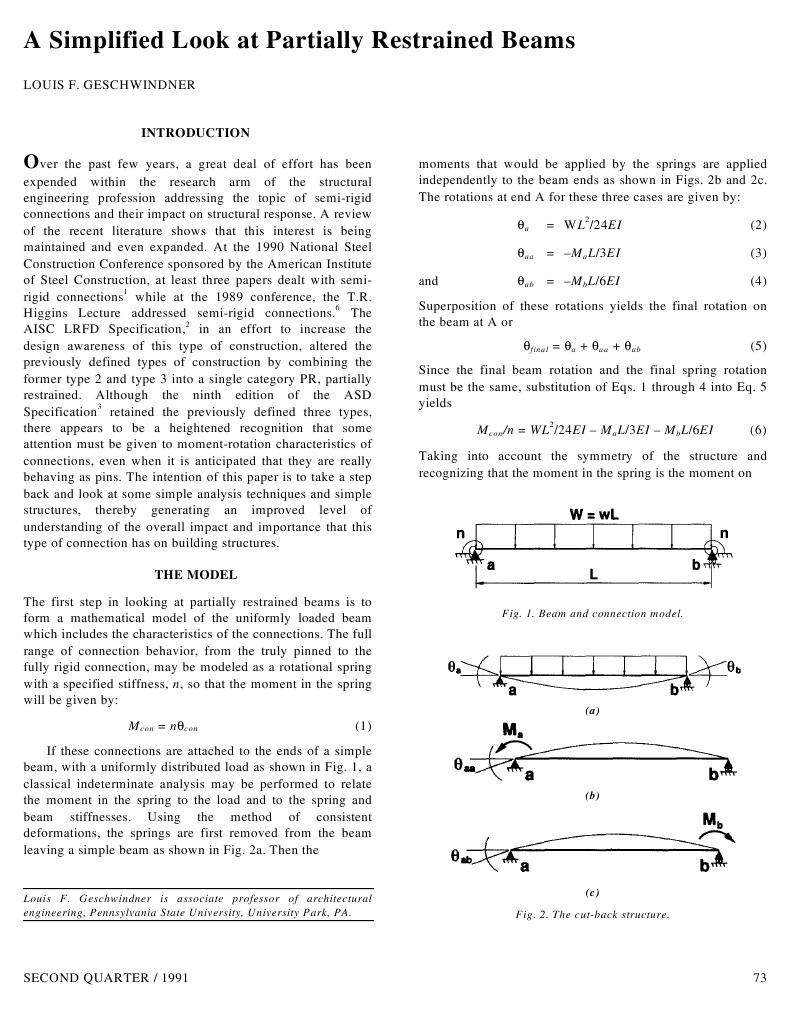 A Simplified Look at Partially Restrained Beams - GESCHWINDNER - 1991 ...