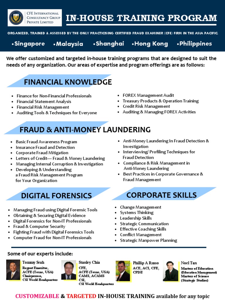 In-House Training Program Brochure | PDF | Money Laundering | Audit