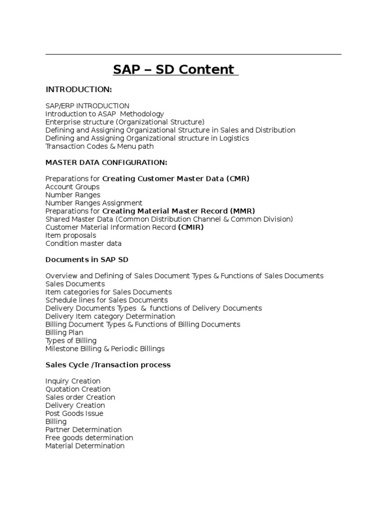 SAP SD Master Data and Processes Guide | PDF