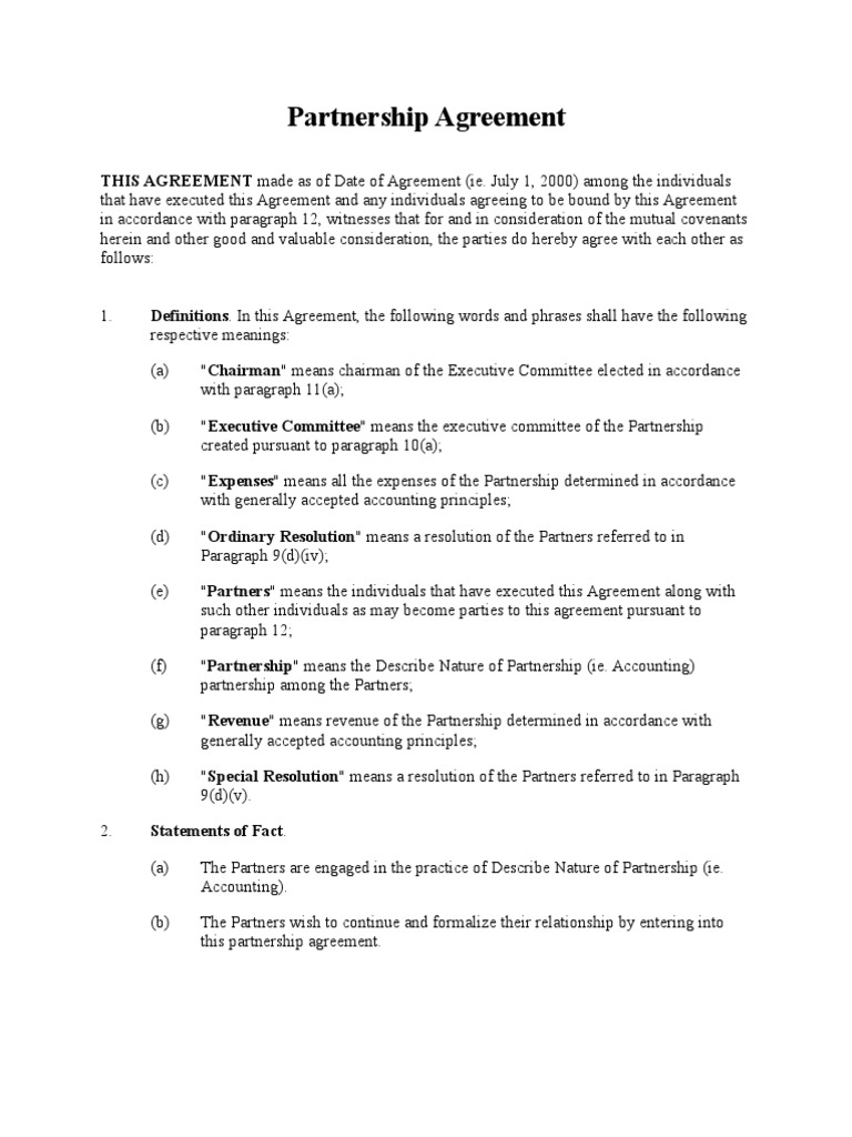Partnership Agreement Overview | PDF | Proxy Voting | Partnership