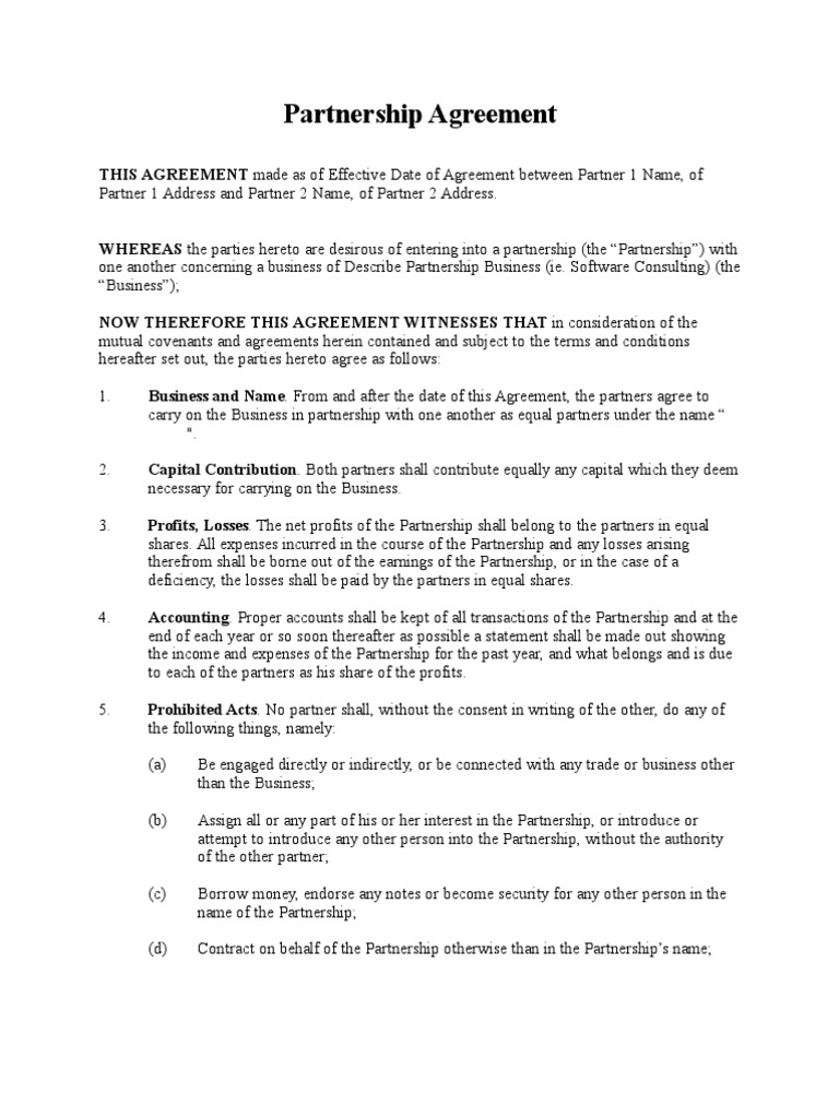 Partnership Agreement Essentials | PDF | Partnership | Promissory Note