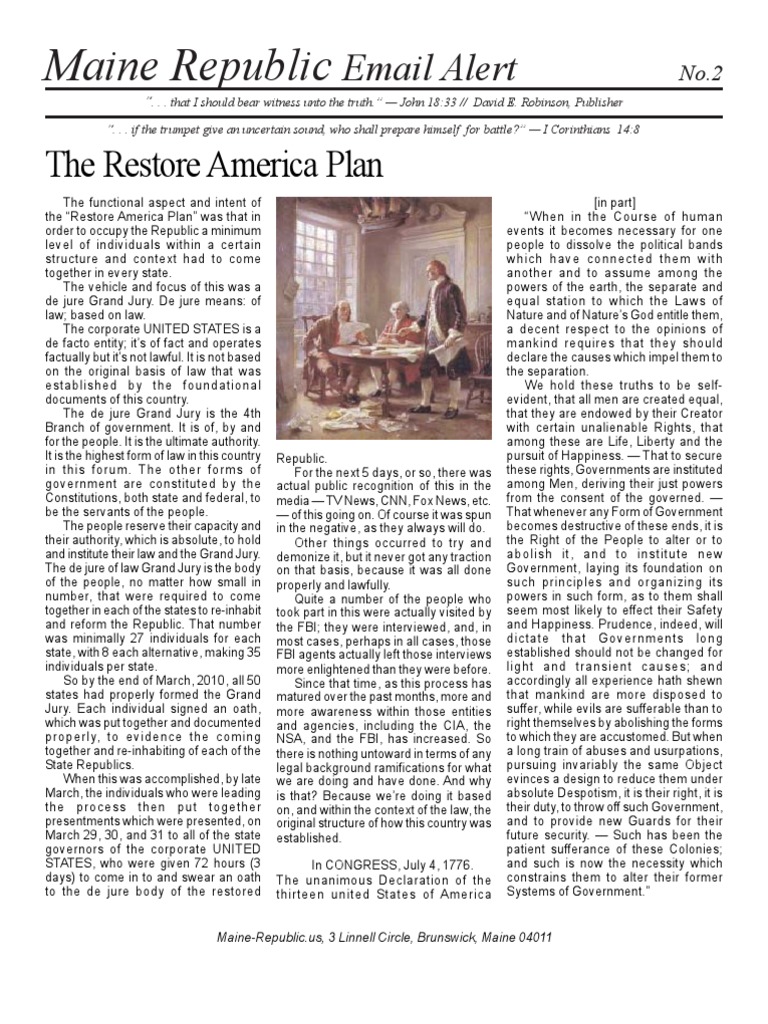 002 - The Restore America Plan | PDF | Natural And Legal Rights | Grand ...