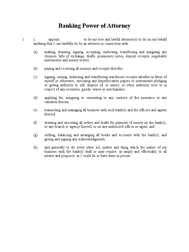 Power of Attorney (Banking) | PDF | Power Of Attorney | Banks