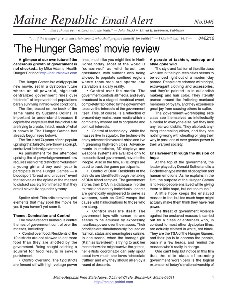 046 - Hunger Games Review | PDF | The Hunger Games | Dignity