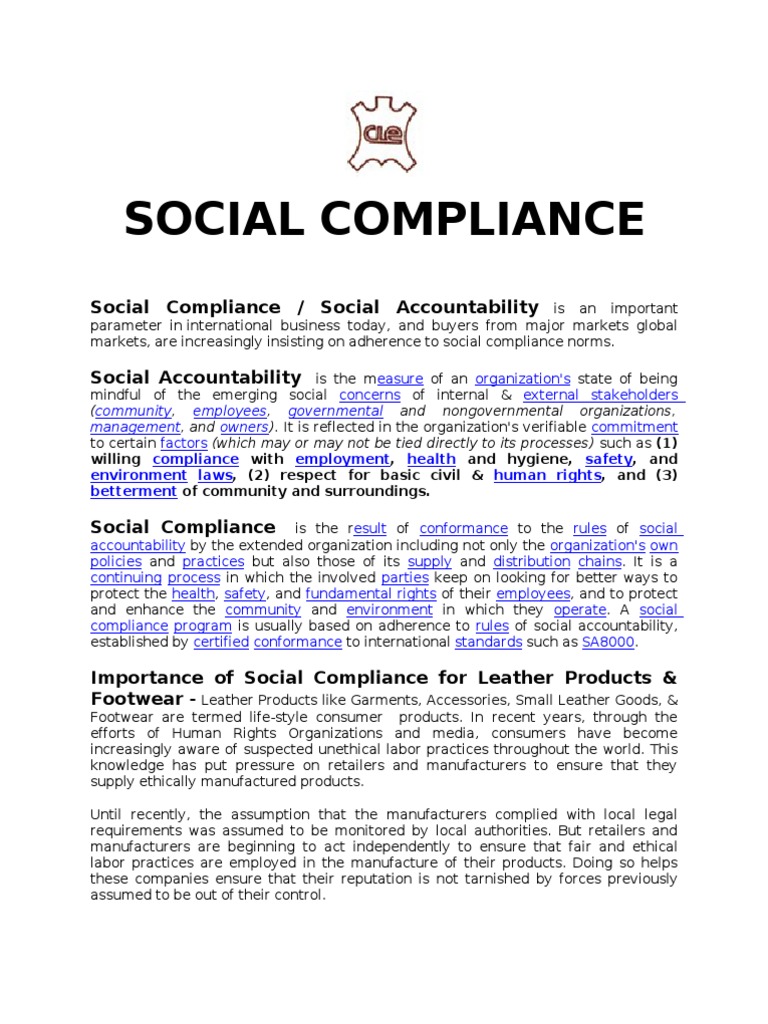 Importance of Social Compliance in Leather Industry | PDF