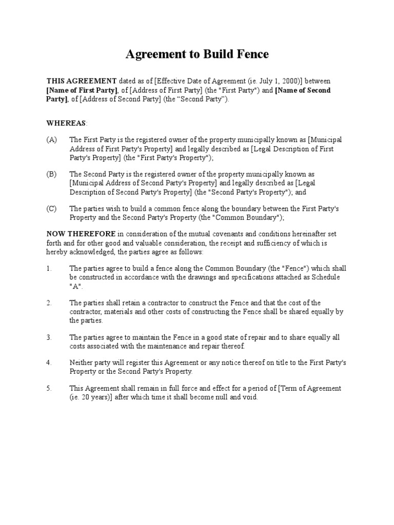 Agreement To Build Fence | PDF | Property | Virtue