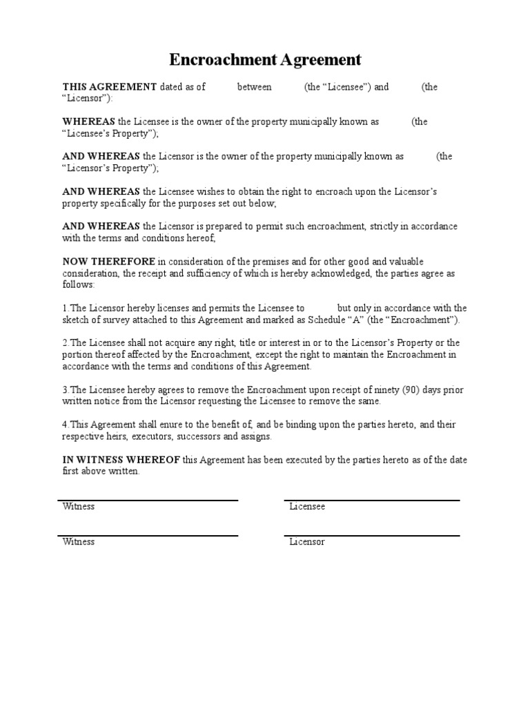 Encroachment Agreement Template | PDF