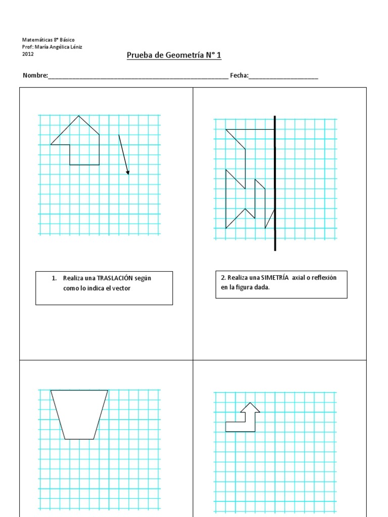 prueba 8° geometria Transformaciones isométricas