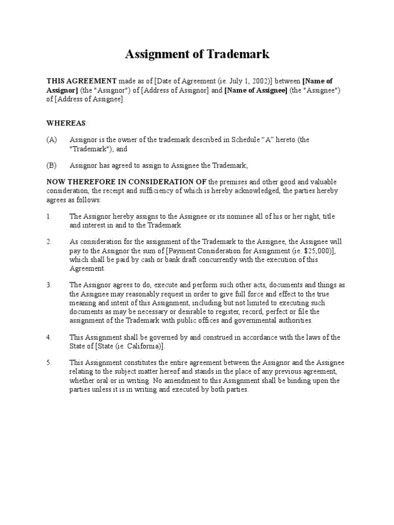 Assignment of Trademark | PDF | Assignment (Law) | Law And Economics