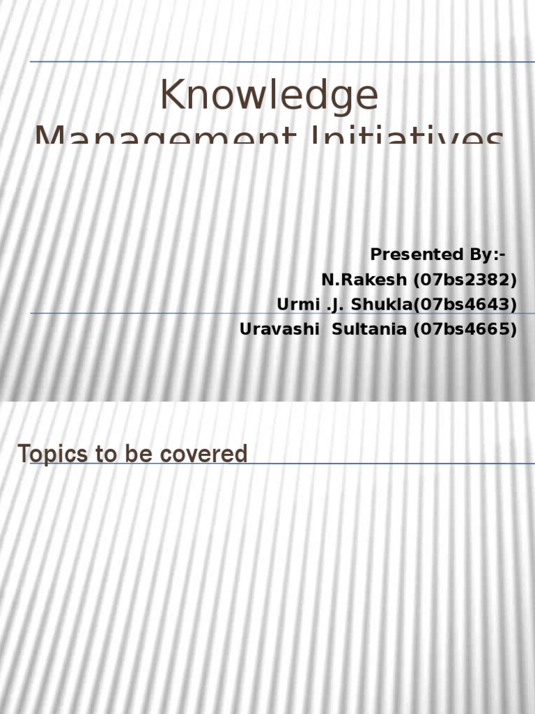 Knowledge Management Initiatives at TCS | PDF | Implementation | Business Process