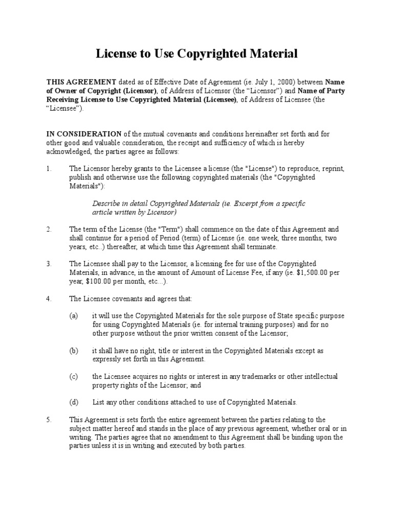 Copyright License Agreement | PDF | License | Property Law