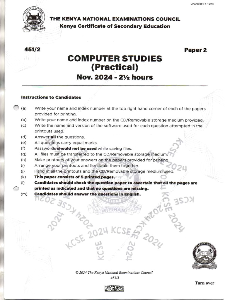 2024 Kcse Computer Paper 2 | PDF