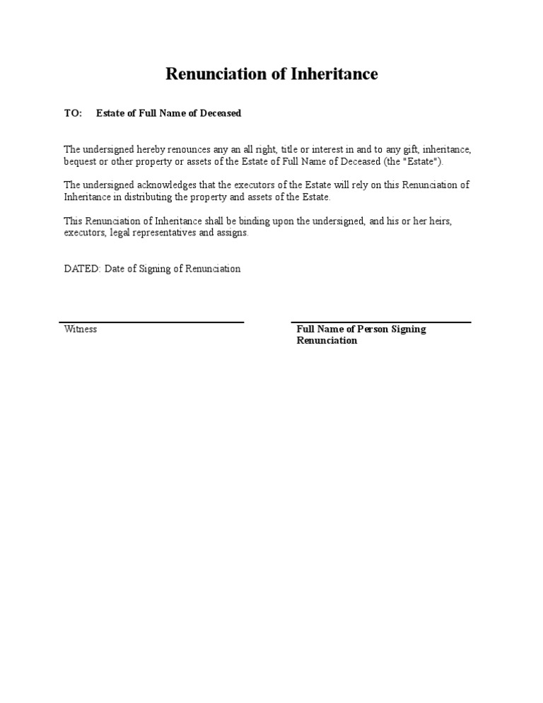 Renunciation of Inheritance | PDF