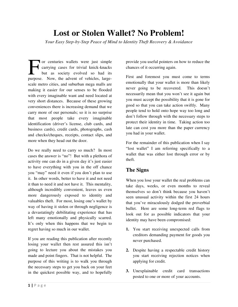 Lost or Stolen Wallet? No Problem! Your Easy Step-by-Step Peace of Mind ...