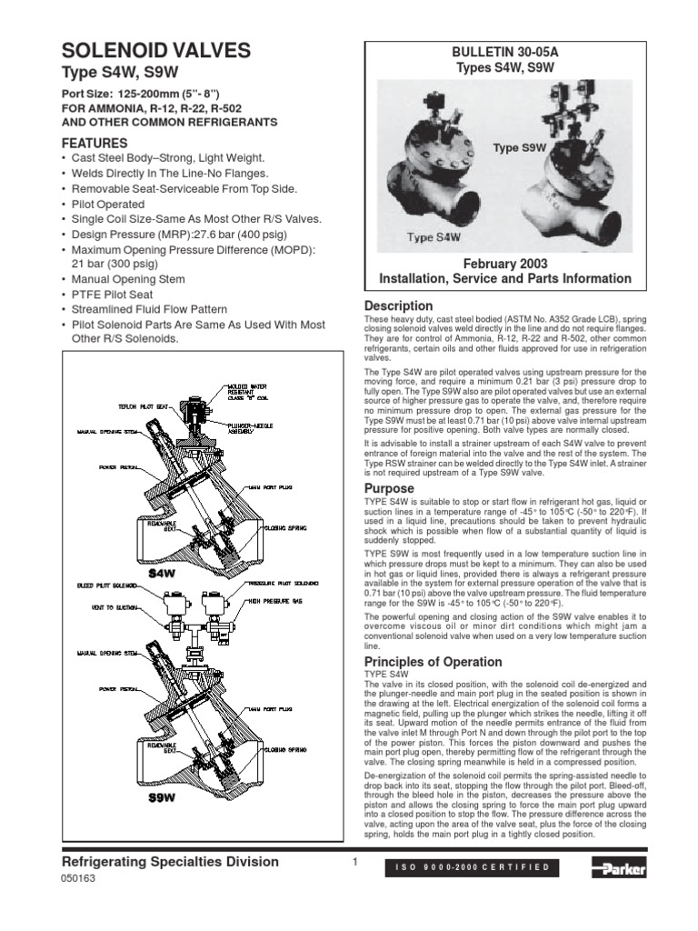 Valve Parker Sw4 s9w 30-05 | PDF | Valve | Inductor