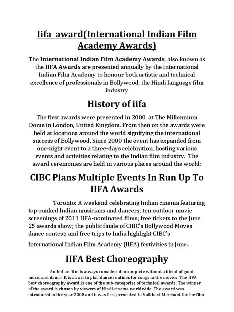 Iifa Award | PDF | Bollywood | Cinema Of India